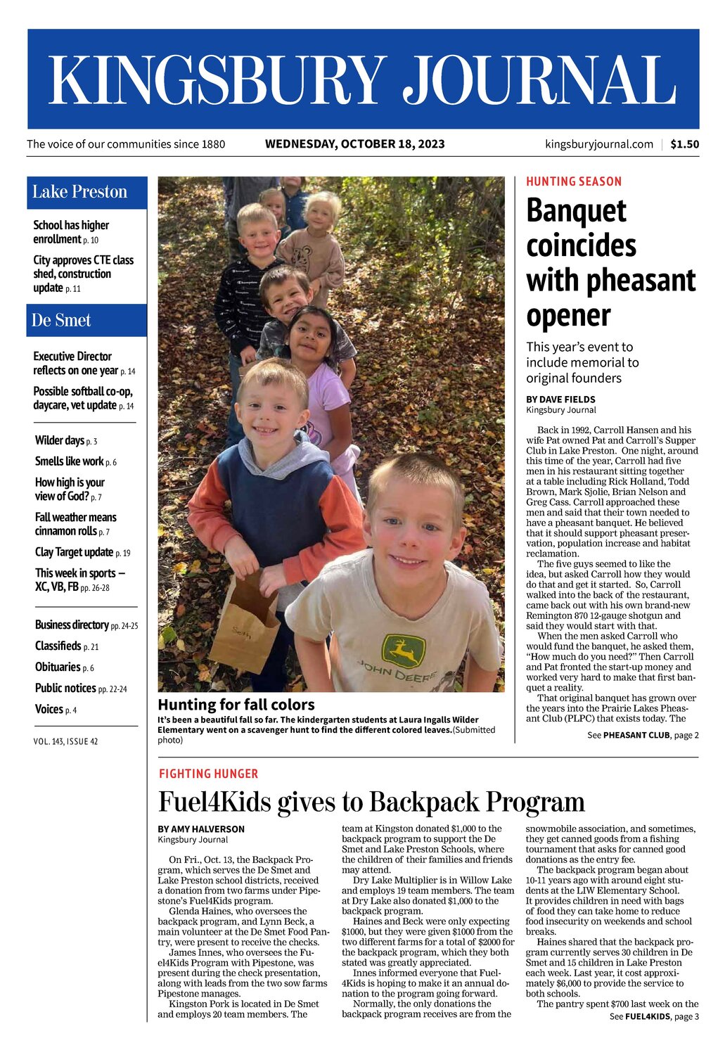 October 18, 2023 | Kingsbury Journal