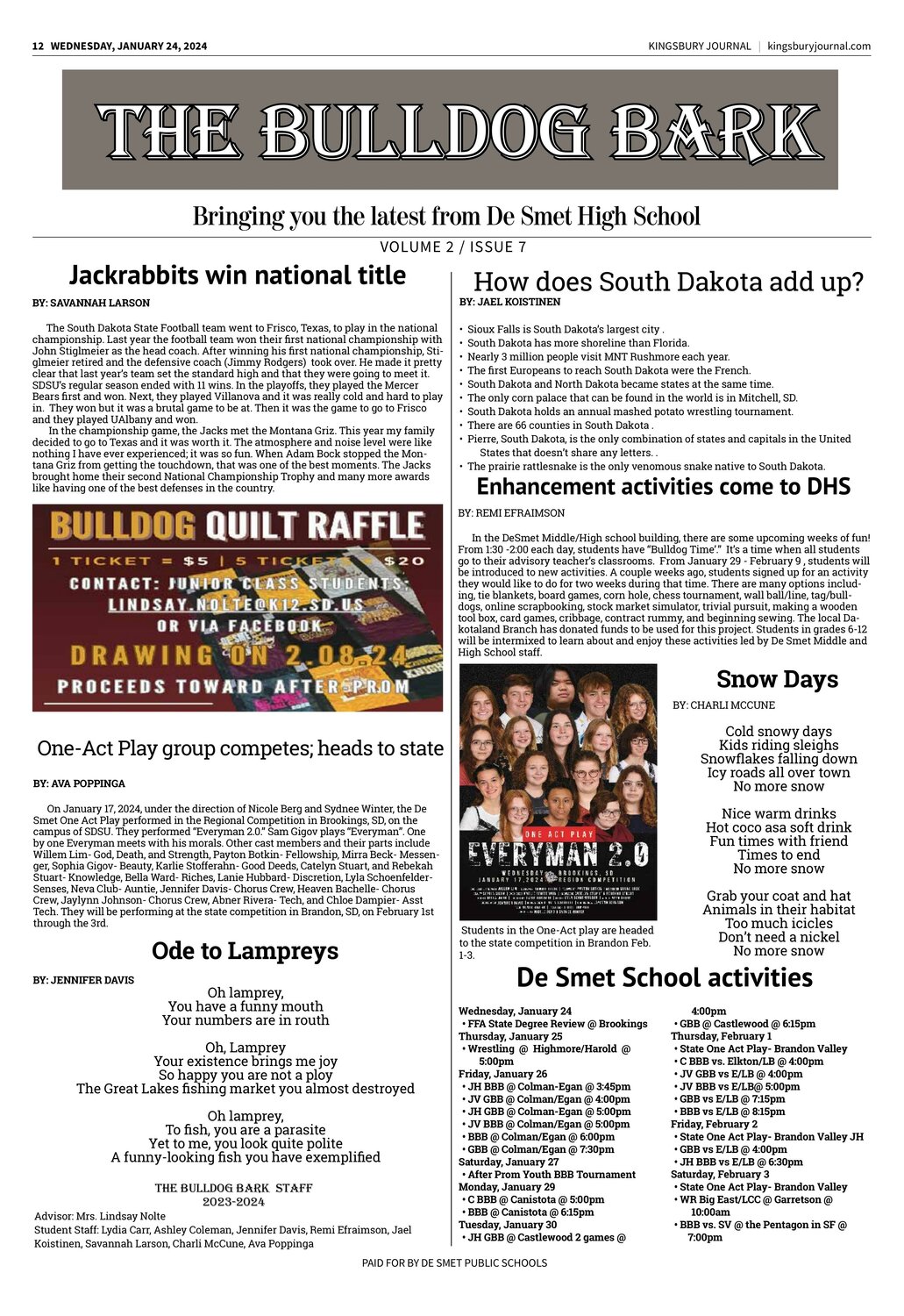 The Bulldog Bark | Kingsbury Journal