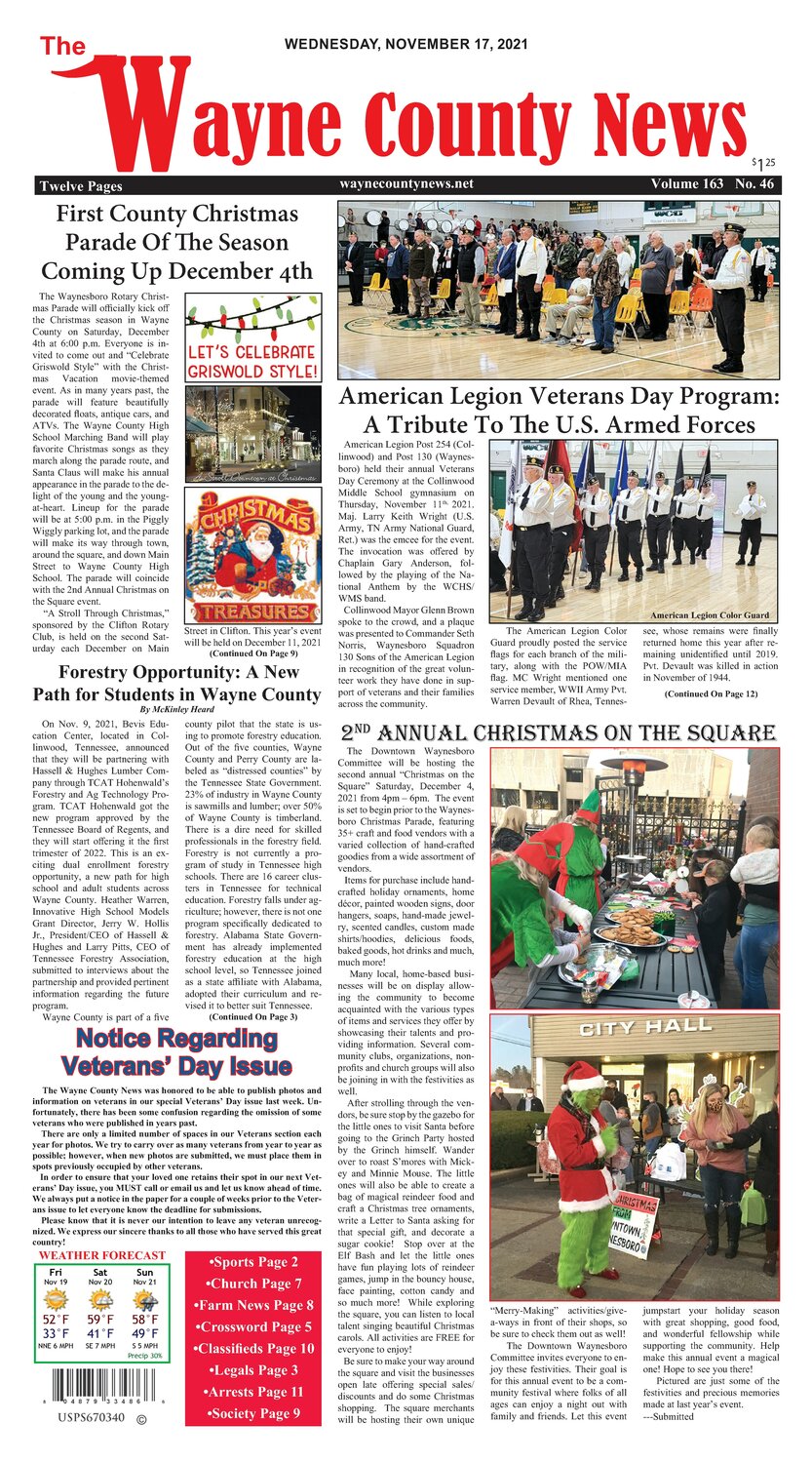 Wayne County News - e-edition-11-17-21 - Wayne County News