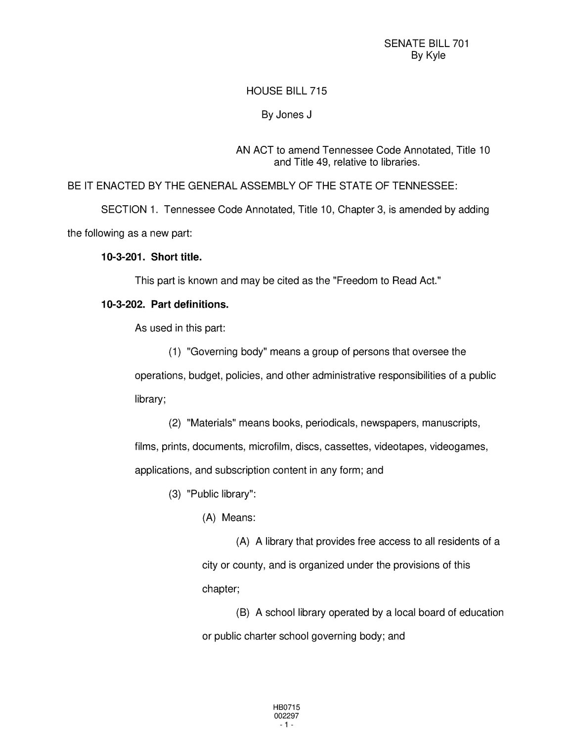 Tennessee Lawmakers Introduce ‘Freedom to Read Act’ - Dresden Enterprise
