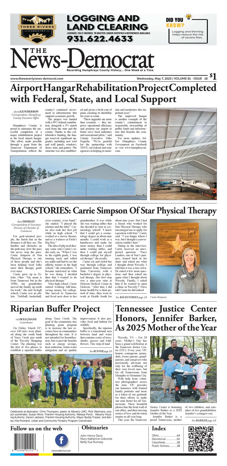 News Democrat, May 7, 2025 - Waverly News-Democrat