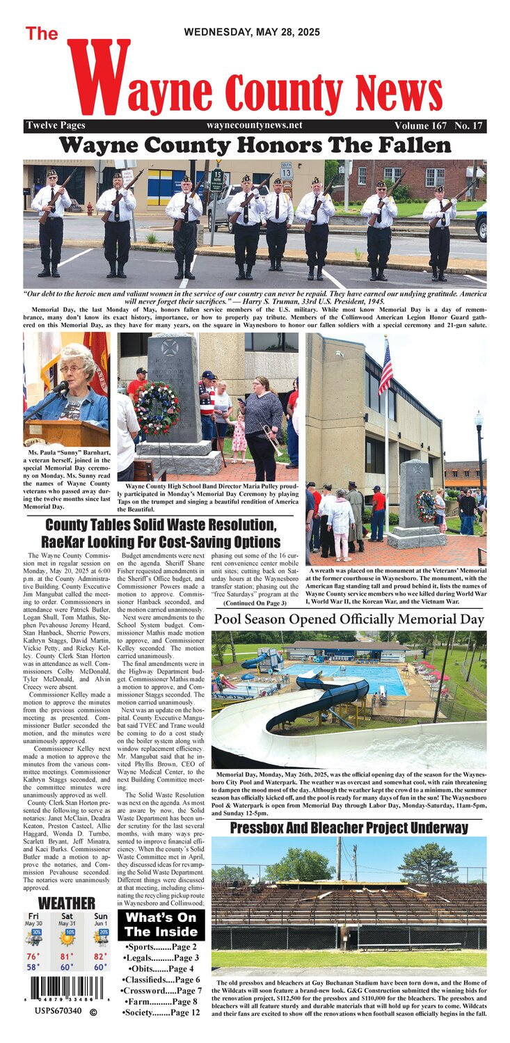 The Wayne County News May 28, 2025 - Wayne County News
