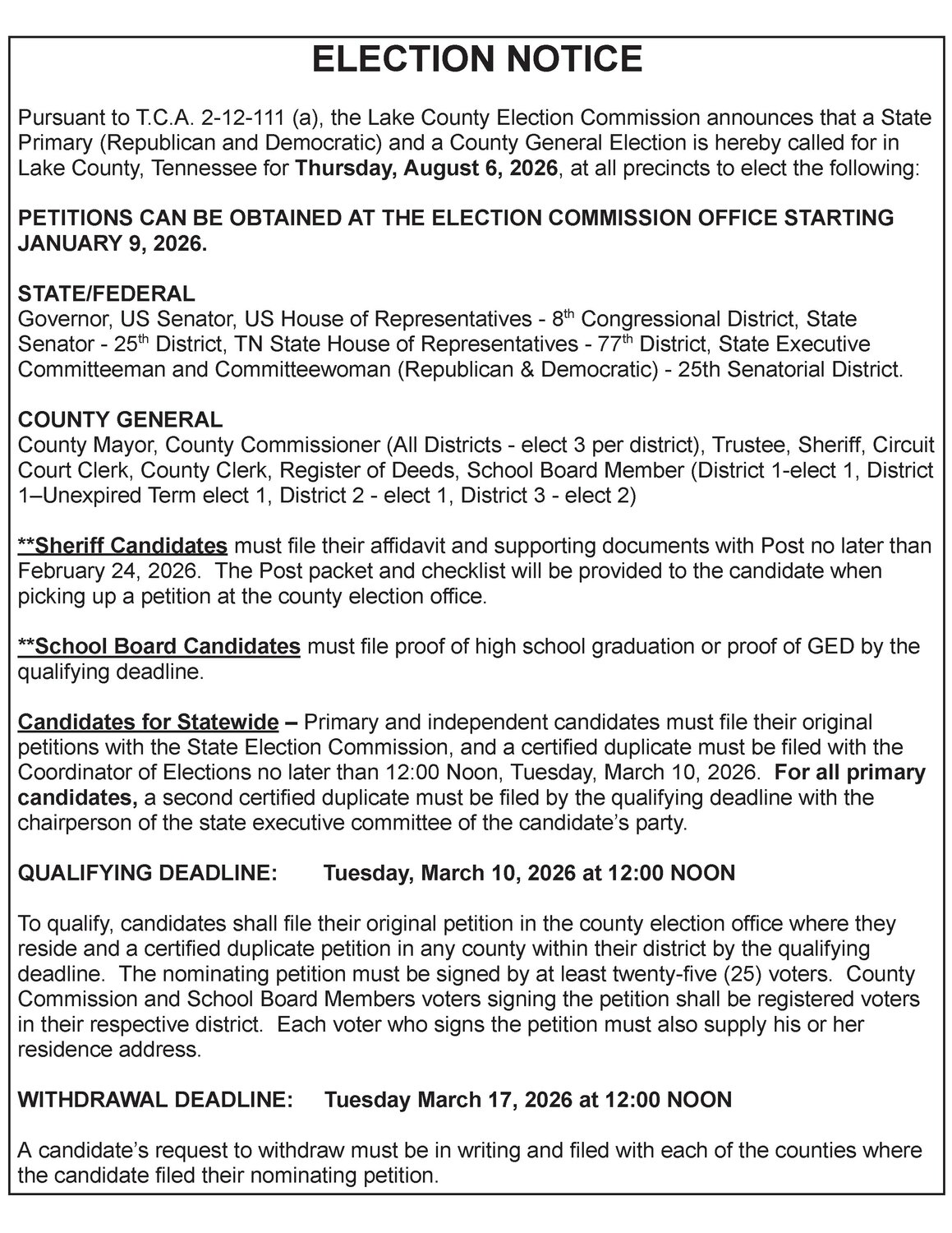 Public Notices - Tennessee Signal